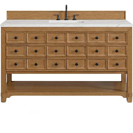 James Martin Vanities 505-V60S-AMB-FENC Malibu 60" Free Standing Single Basin Birch Wood Vanity ...