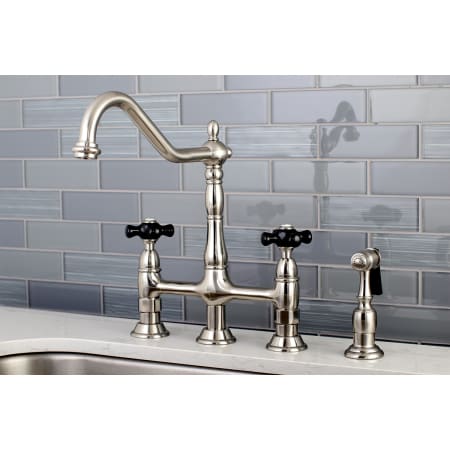Kingston Brass KS1278PKXBS Duchess 1.8 GPM Widespread Bridge Kitchen Faucet - Includes ...