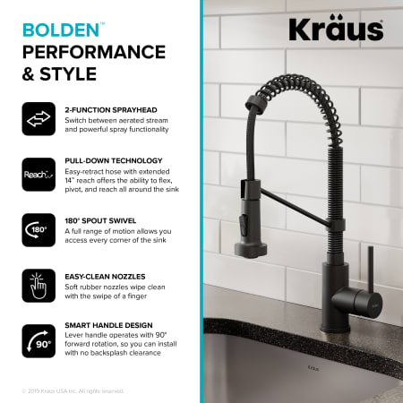 Kraus KPF-1610-DP03SFACB Bolden 1.8 GPM Single Hole Pull-Down Faucet ...