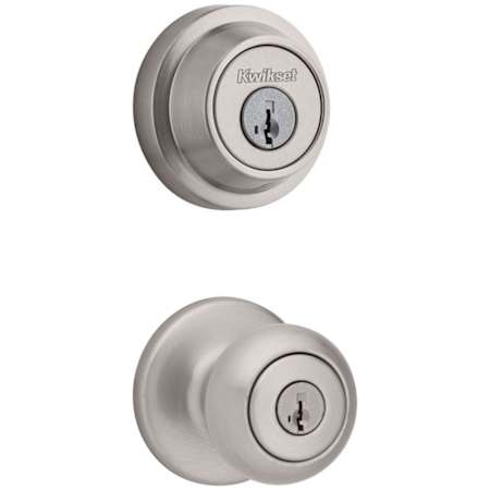 Kwikset 400CV-660RDT-15S Cove Single Cylinder Keyed Entry Knob Set and Deadbolt Combo with ...