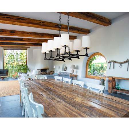 Maxim 30307NI/SHD308CV Anvil 8 Light 38" Linear Chandelier with Fabric ...