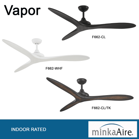 MinkaAire F662-CL Vapor 60" 3 Blade Indoor Ceiling Fan with Remote ...