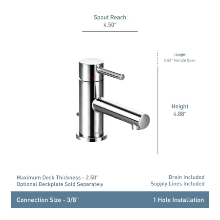 Moen 6191BG Align 1.2 GPM Single Hole Bathroom Faucet with Pop-Up Drain ...