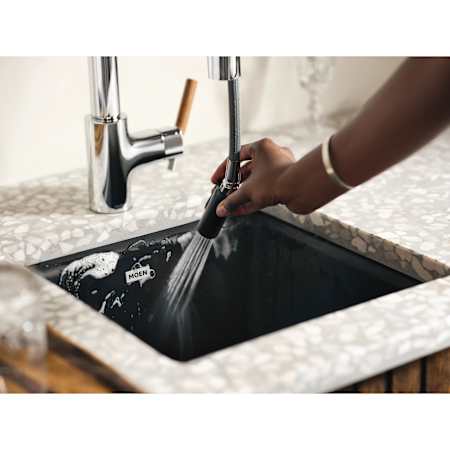 Moen S64001BG Tenon 1.5 GPM Single Hole Pull Down Bar Faucet with ...