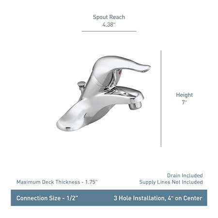 Moen L4621 Single Handle Centerset Bathroom Faucet from the Chateau ...