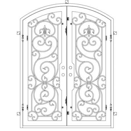 Pinkys Iron Doors HI-DA-6581-LHOS Hills Double Arch 65" x 81" Left Hand ...