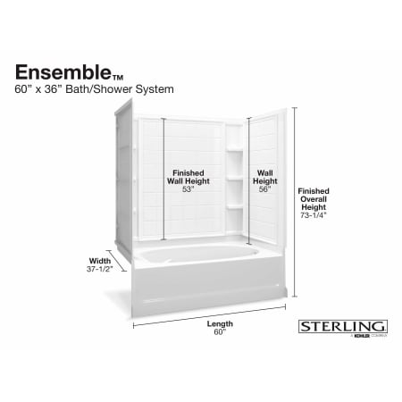 Sterling 71100116-0 Ensemble, 60" x 36" x 72" Tile Bath/Shower with Age ...