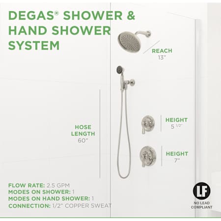 Symmons 5405 Degas Shower System Trim Package with Single Function Shower Head and Multi ...
