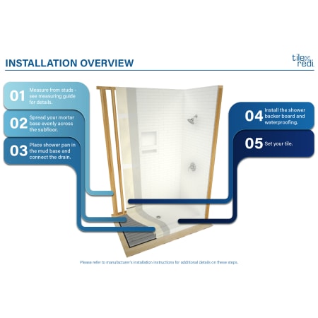 Tile Redi P3672CPVCBN Redi Base 72" x 36" Rectangular Shower Base with ...
