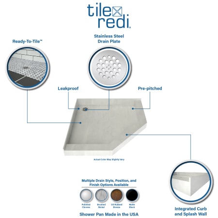 Tile Redi P44Neo-PVC Redi Neo 44" x 44" Shower Base with Tile Flanges ...