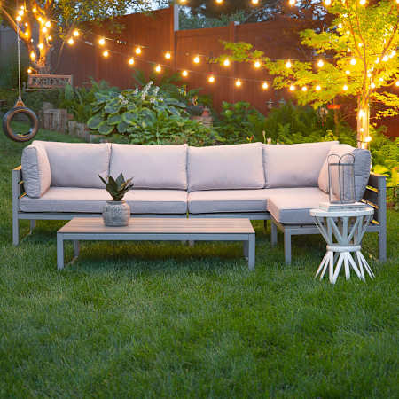 Walker Edison WEOF60179GY Casual Contemporary Outdoor Conversation ...