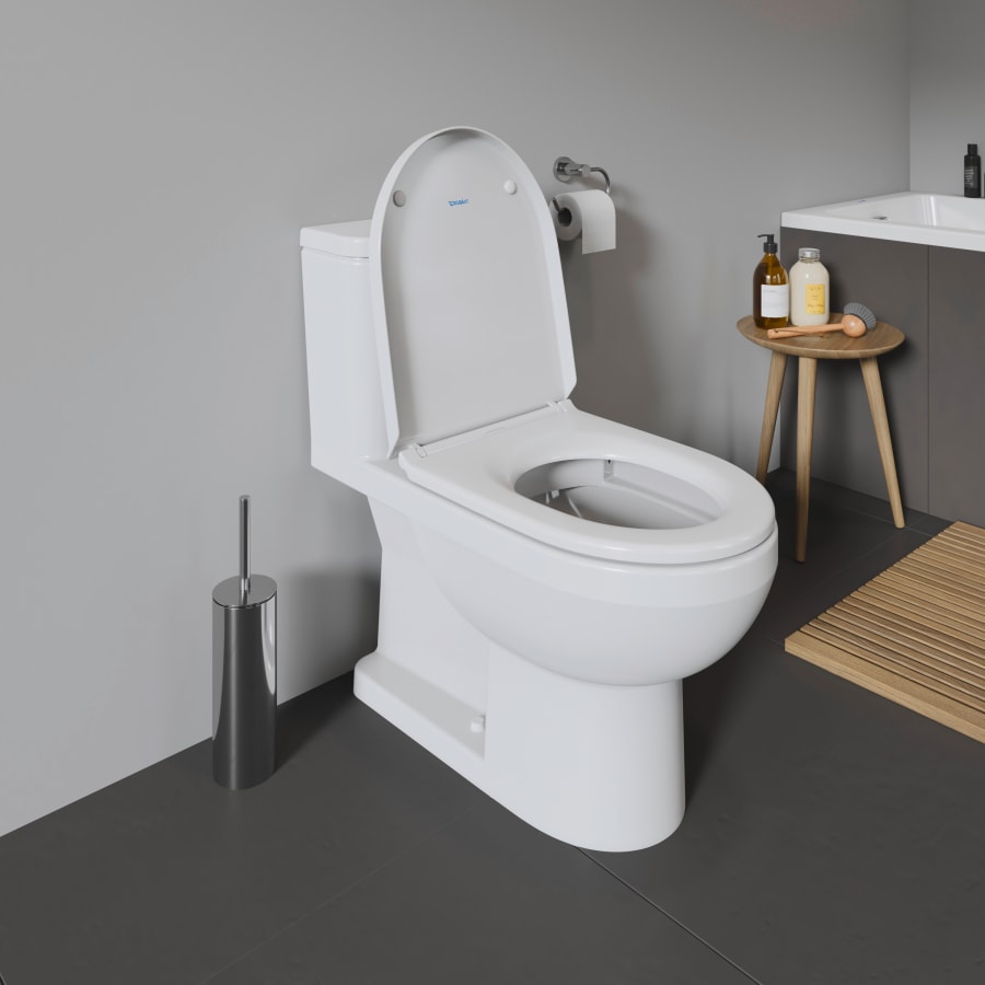 Duravit 21950100U4 No. 1 1.28 GPF One Piece Elongated Chair Height Toilet with Right Hand Lever Less Seat Build