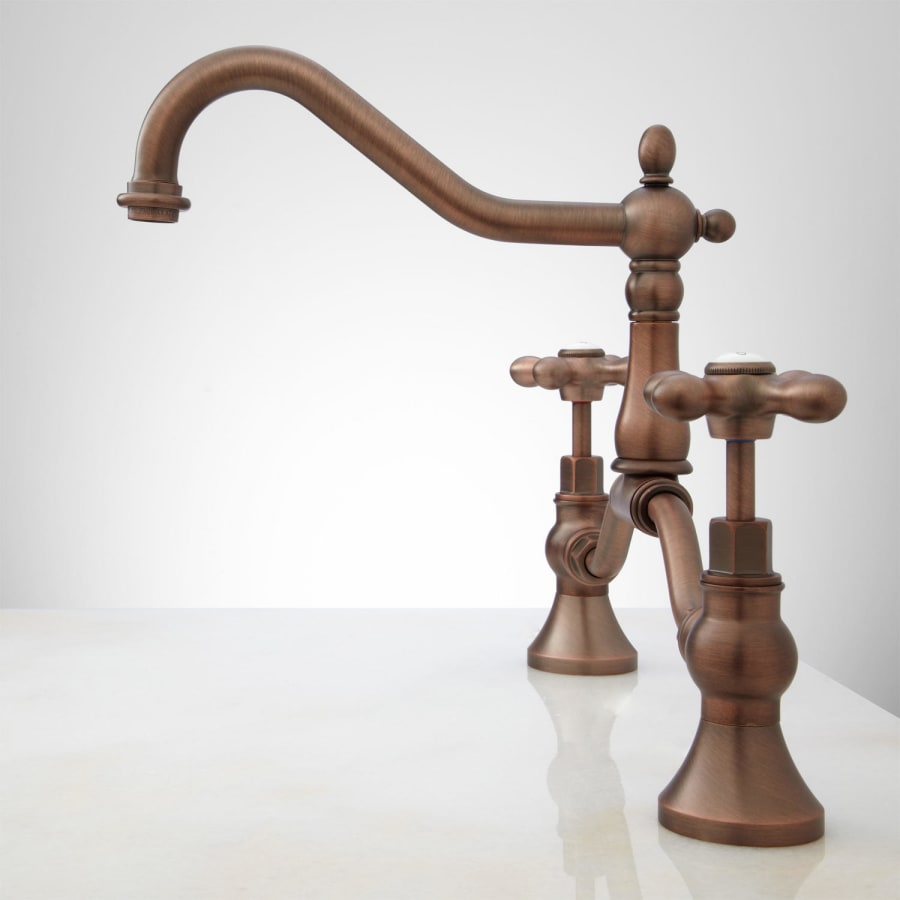 Signature Hardware 320458 Elnora 1.2 GPM Bridge, Widespread Bathroom ...