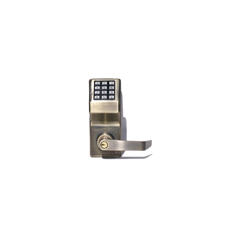 Alarm Lock DL27005 Antique Brass Trilogy T2 Electronic Single Cylinder Lever Set With Digital