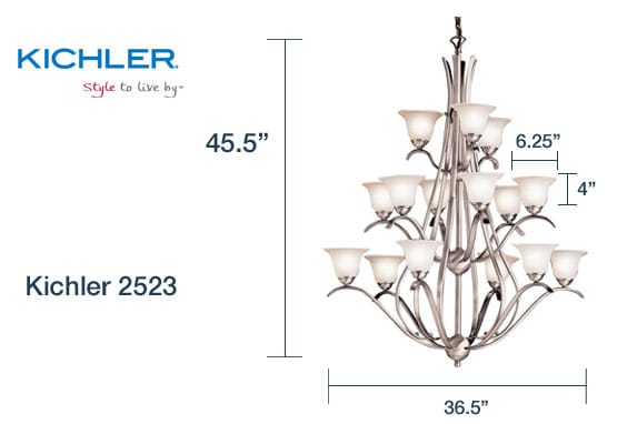 Kichler 2523AB Dover 3-Tier Chandelier with 15 Lights - 72" Chain ...