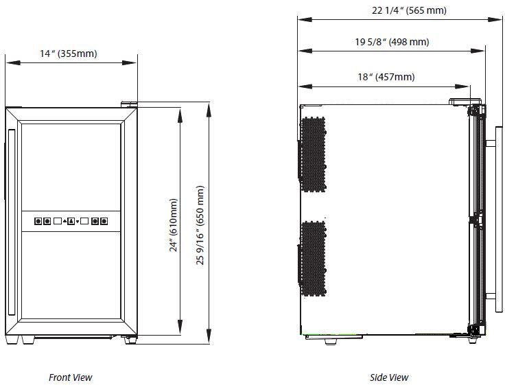 Koldfront TWR187ESS 14 Inch Wide 18 Bottle Wine Cooler with Dual ...