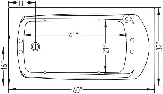 Mirabelle MIRBDA6032BS 60" X 32" Drop-In Air Bath Tub with Reversible ...