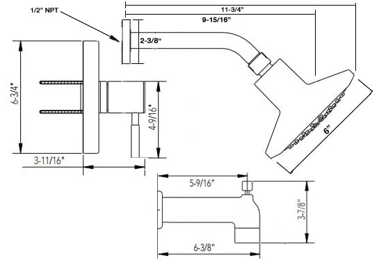 Mirabelle MIRED8030BN Edenton Tub and Shower Trim Package with Single ...