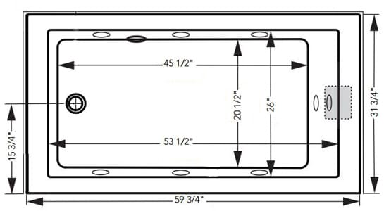 Mirabelle MIREDS6032LBS Biscuit Edenton 60" X 32" Three-Wall Alcove ...
