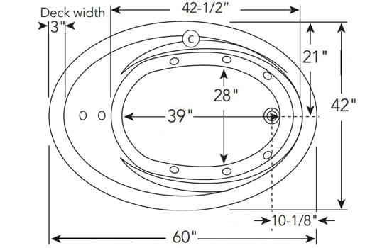 Mirabelle MIRGAS6042VBS 60" X 42" Drop-In Soaking Tub with | Build.com