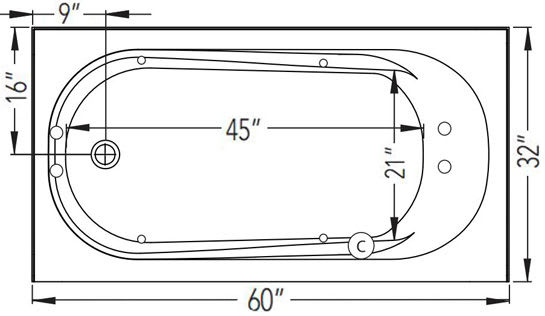 Mirabelle MIRPRS6032BS 60" X 32" Drop-In Soaking Tub with Reversible ...