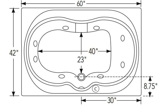Mirabelle MIRSAS6042BS St. Augustine 60" X 42" Drop-In Soaking Tub with ...