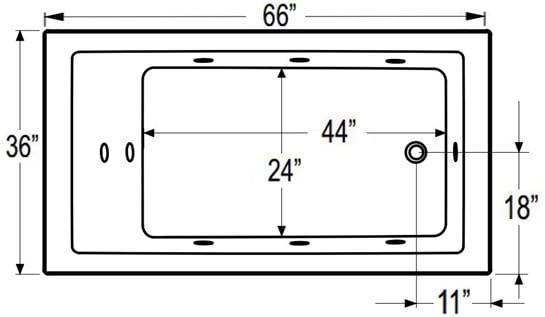 Mirabelle MIRT6636BS Edenton 66" Drop-In Total Massage Tub with ...