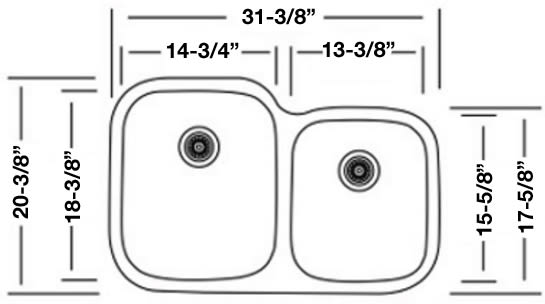 Mirabelle MIRUC3221L 31-1/2" Double Basin Stainless Steel Kitchen Sink ...