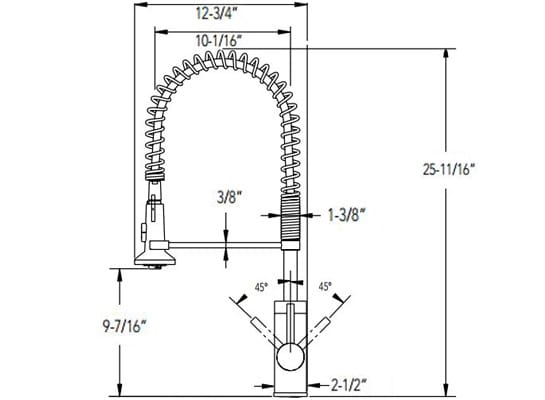 Mirabelle MIRXCPS100 Presidio Pull Down Pre-Rinse Kitchen Faucet with ...
