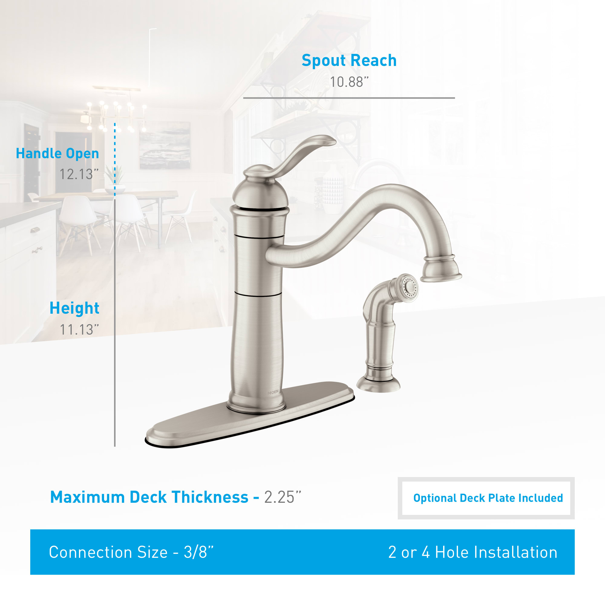 Moen 87427MBRB Walden Single Handle Kitchen Faucet with Sidespray ...