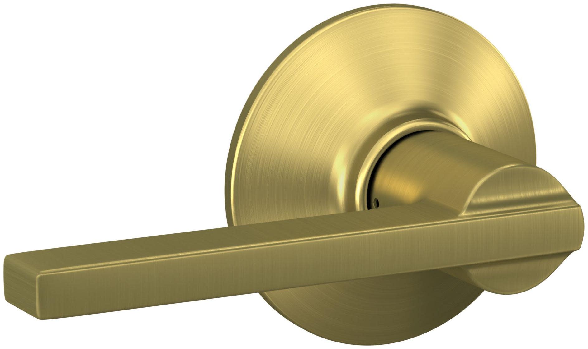 LATITUDE Schlage F10-LAT Passage Door Lever Set Satin Brass Door ...