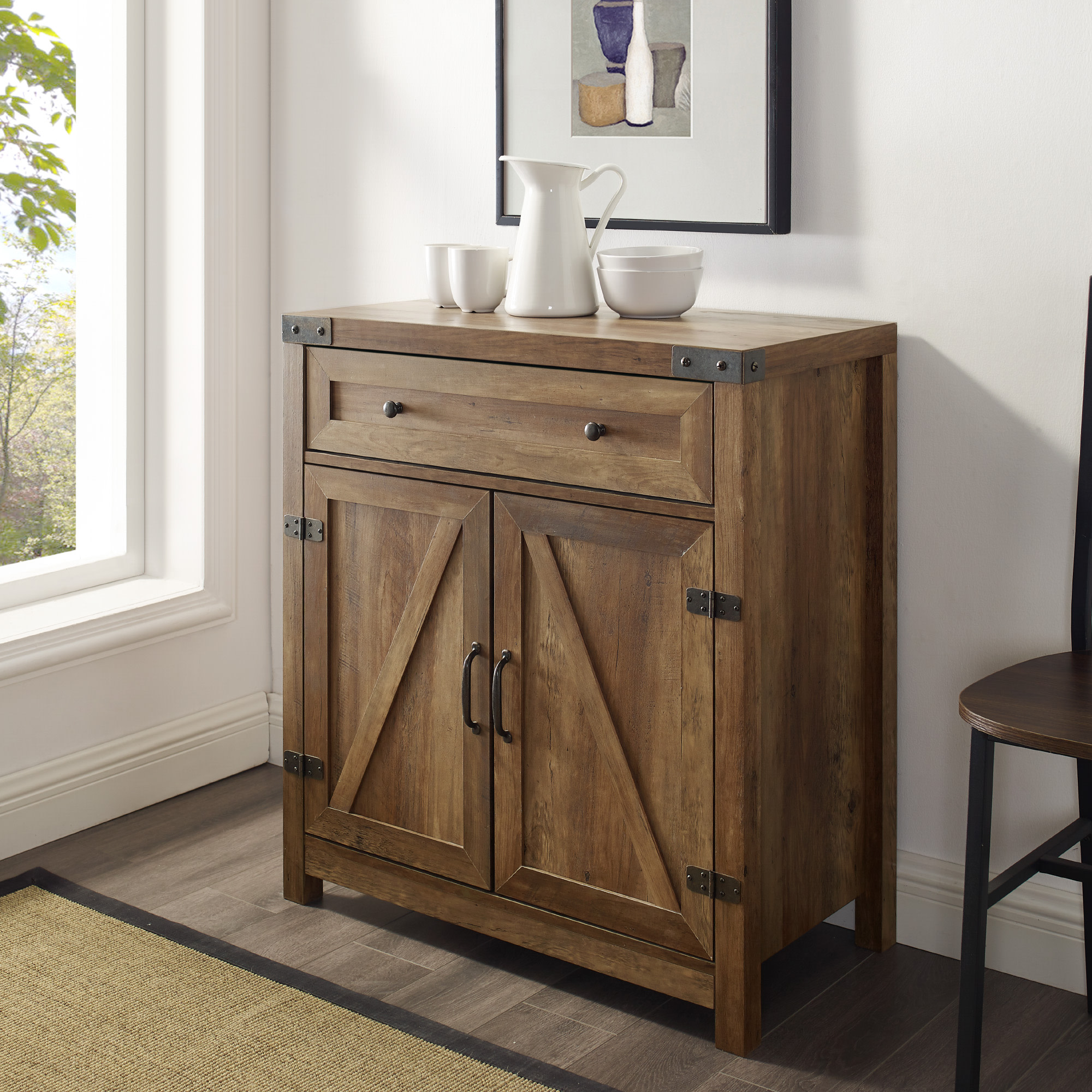 Walker Edison Cass Modern Farmhouse Double Barn Door Accent Cabinet 30 ...