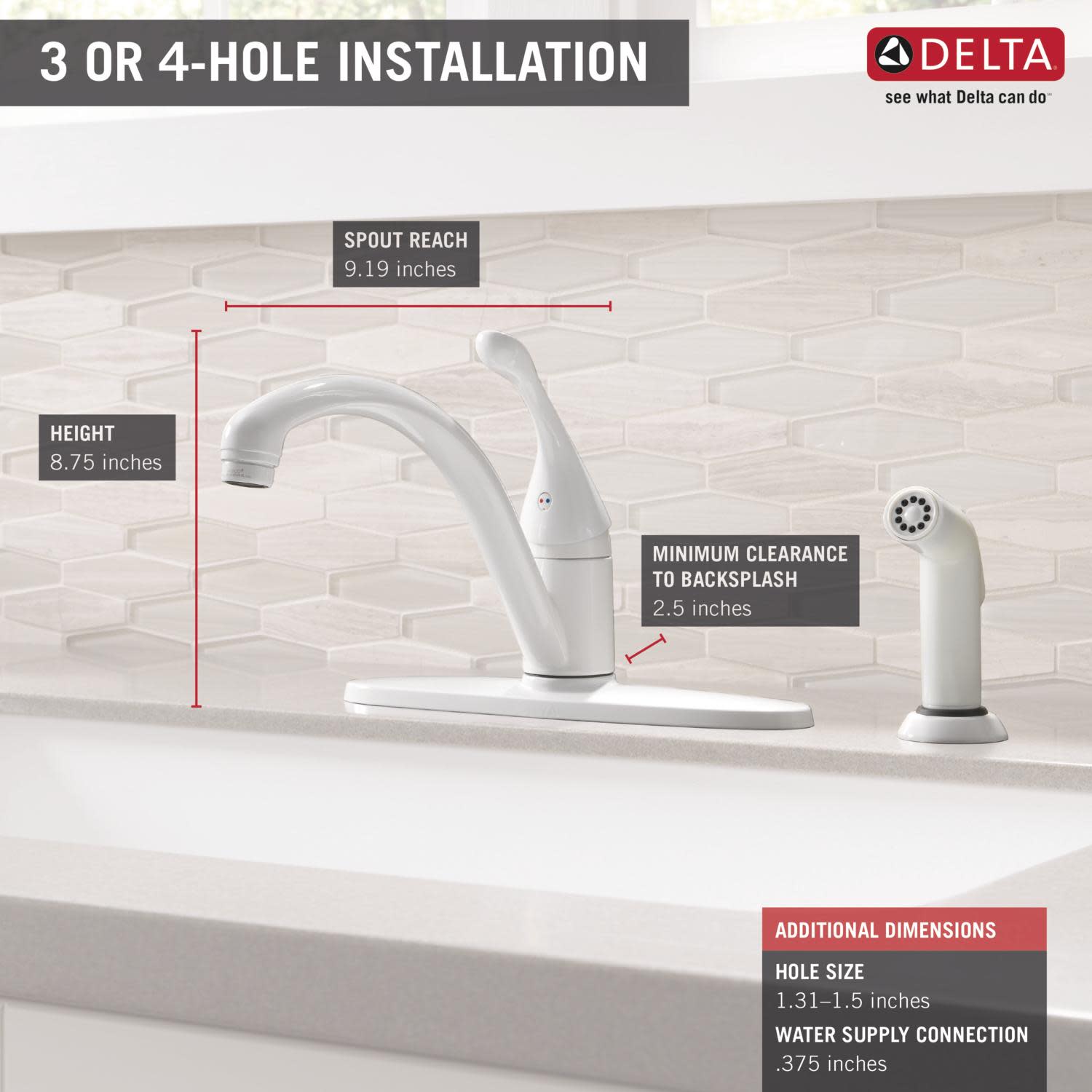 Delta 440-SS-DST Collins Single Handle Kitchen Faucet with Spray ...