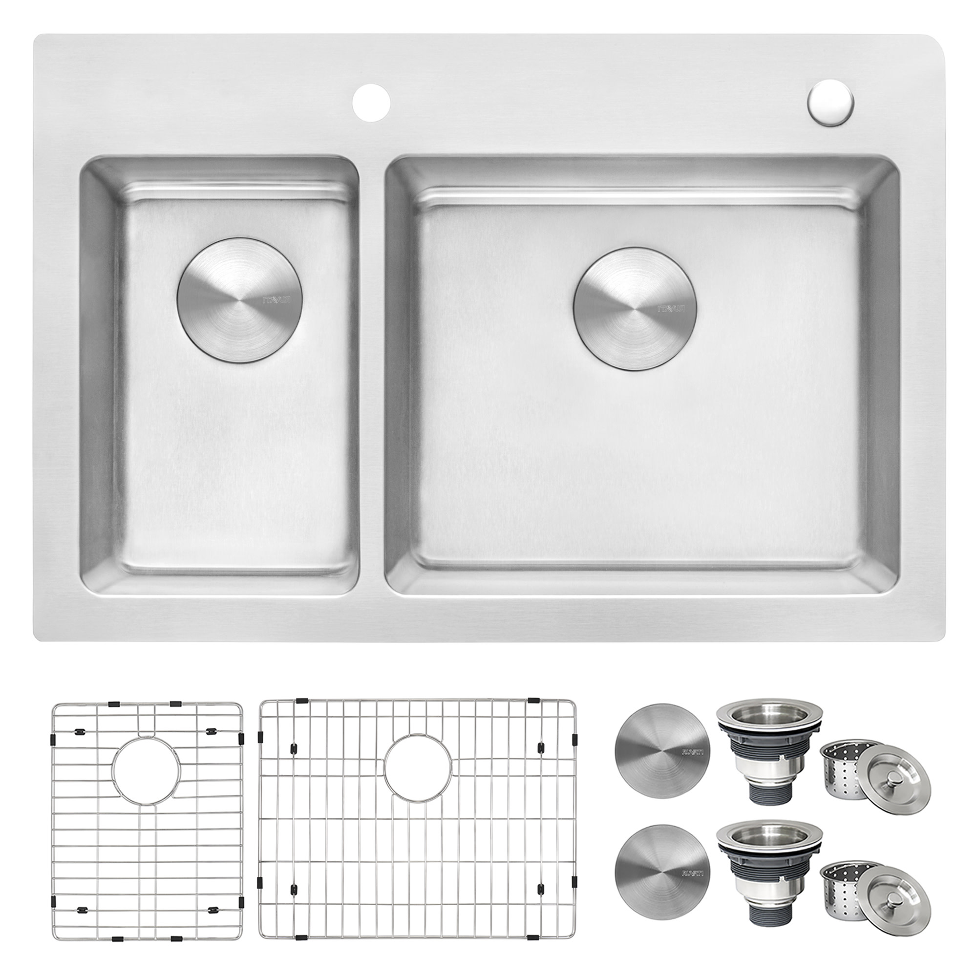 Ruvati RVM5176 Modena 33" Drop-In Double Basin 16 Gauge Stainless ...