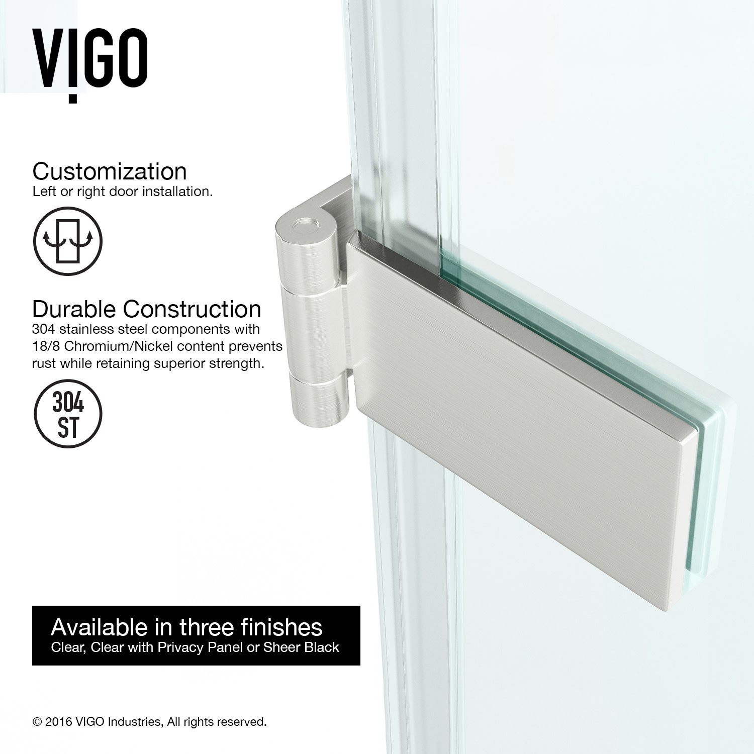 Vigo Industries VG6072CHCL30 Soho Adjustable Frameless Shower Door ...